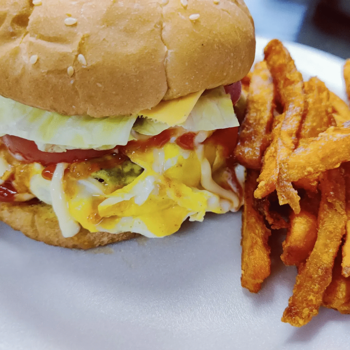Cheesy Burger With Egg Gif
